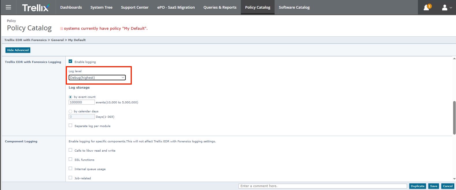 How to enable Debug logging for Trellix EDR with Forensics