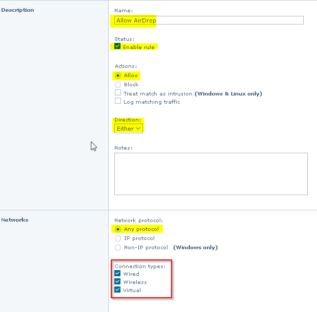 AirDrop feature in macOS is blocked by Trellix ENS for Mac Firewall