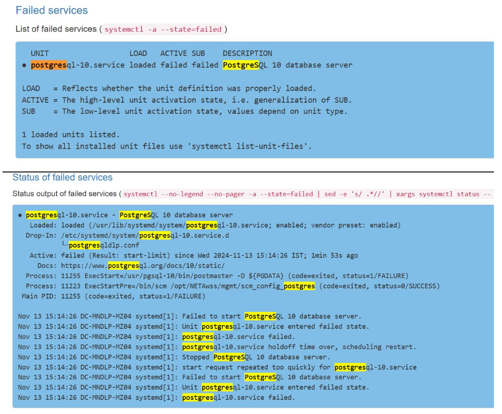 How to fix Postgres alert showing 'NOT OK' on Trellix NDLP appliances